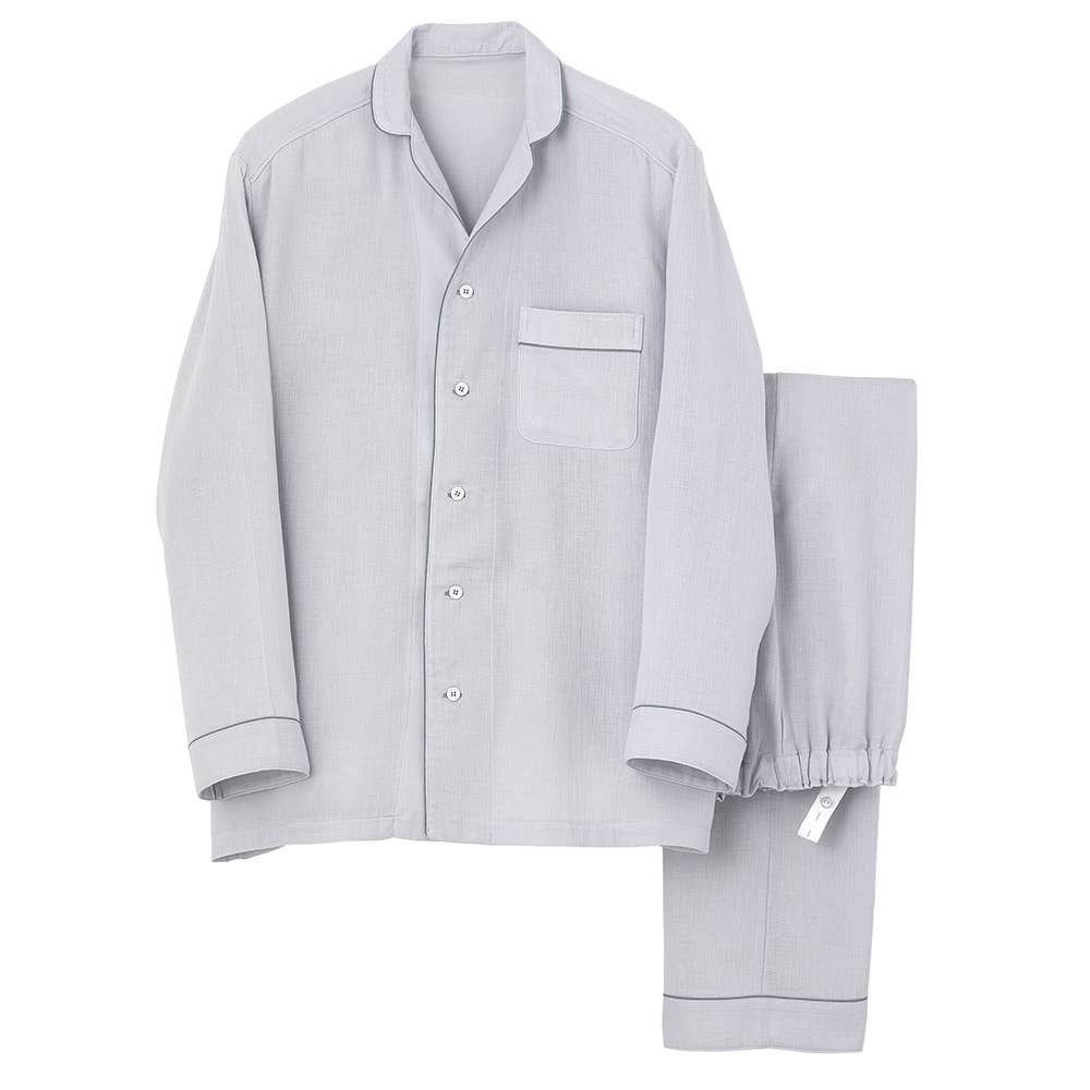 4L 3L メンズ 胸ポケット あったか ヒッコリー柄